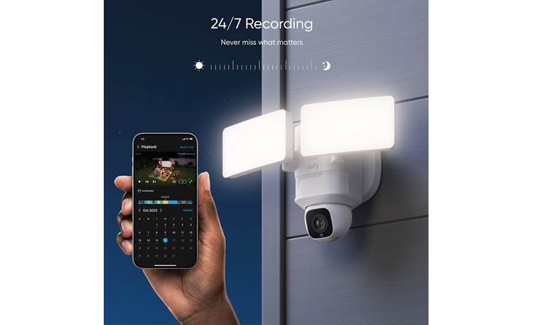 eufy by Anker Floodlight Camera E30 Hardwired 2K camera with pan/tilt/zoom, dual LED floodlights ...