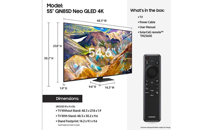 Samsung QN55QN85D (55") QN85D Smart Neo QLED 4K UHD TV with HDR at ...