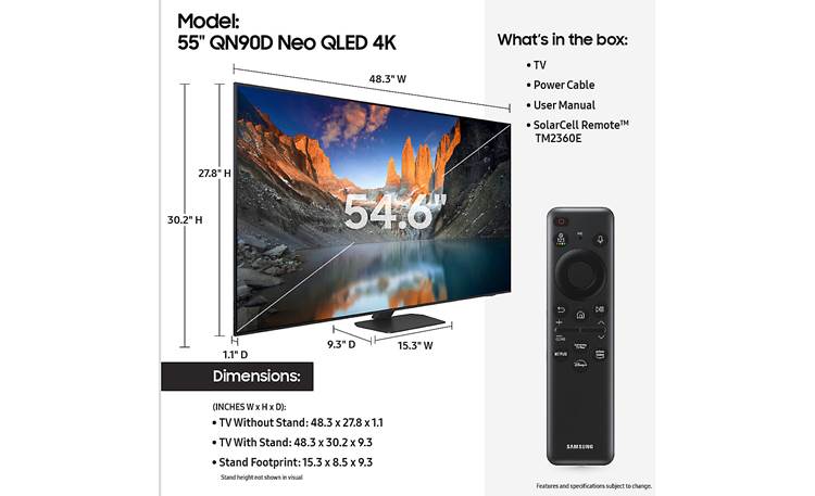 Samsung QN55QN90D (55") QN90D Smart Neo QLED 4K UHD TV with HDR at ...