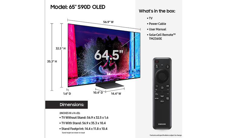 Samsung QN65S90D (65") S90D OLED 4K UHD Smart TV at Crutchfield