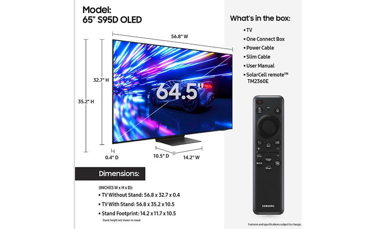 Samsung QN65S95D (65") S95D OLED 4K UHD Smart TV at Crutchfield