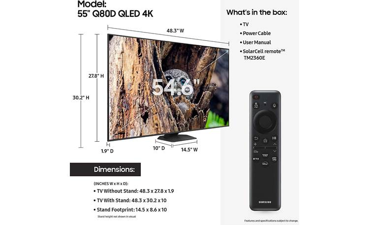 Samsung QN55Q80D (55") Q80D 4K Smart QLED UHD TV with HDR at Crutchfield