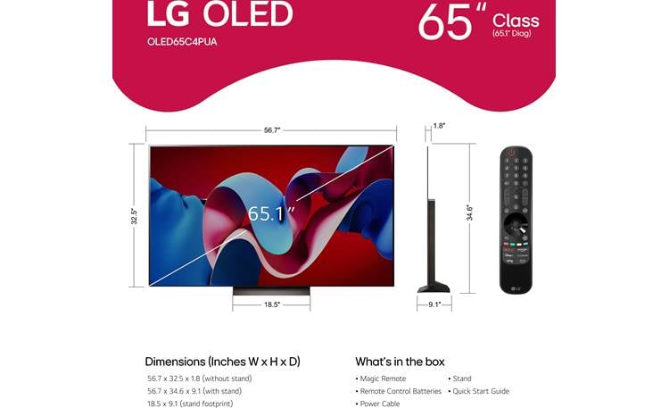 LG OLED65C4PUA (65") C4 OLED evo Smart 4K UHD TV with HDR at Crutchfield