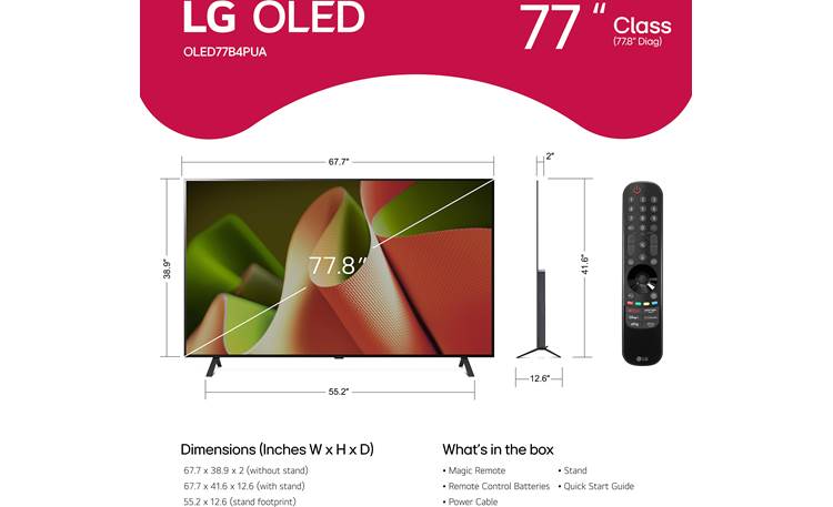 LG OLED77B4PUA (77") B4 OLED Smart 4K UHD TV with HDR at Crutchfield