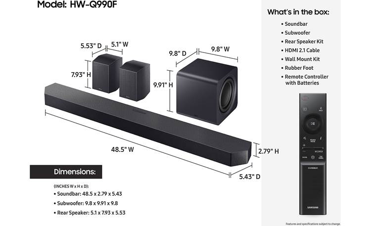 Samsung QN65S90F & HW-Q990F 65" S90F 4K Smart OLED TV and matching 11.1 ...