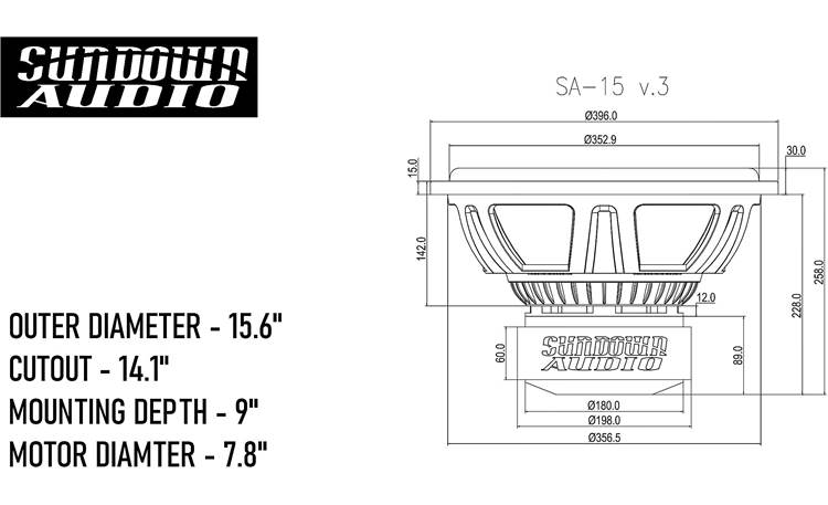 Sundown Audio SA-15 v3 D2 (Dual 2-ohm voice coils) SA Series 15 ...