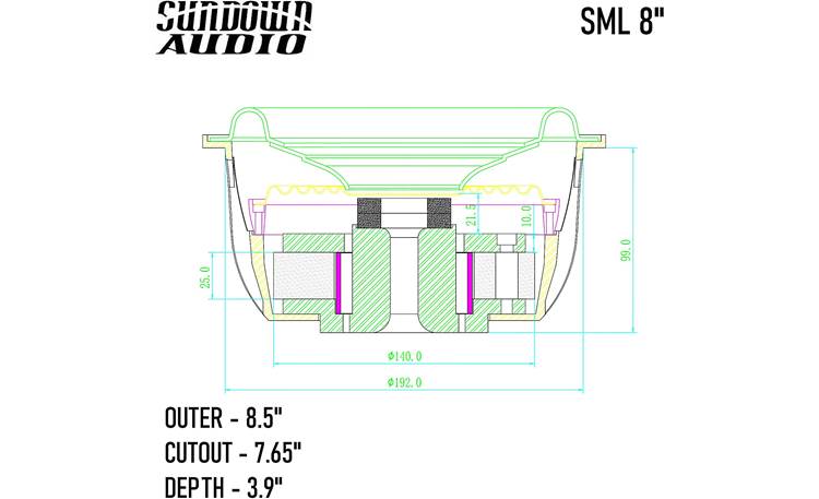 Sundown Audio SML-8 D4 (Dual 4-ohm voice coils) SML-Series 8" thin ...