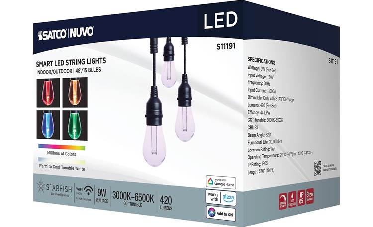 Satco Starfish S11191 LED String Light (48 feet) Weatherproof RGBTW ...