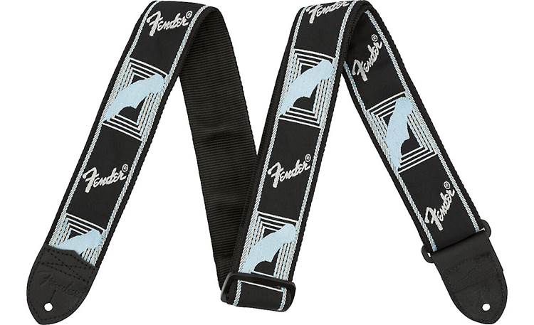 Fender Monogrammed Strap (Black/Light Grey/Blue) 2" wide strap — length ...
