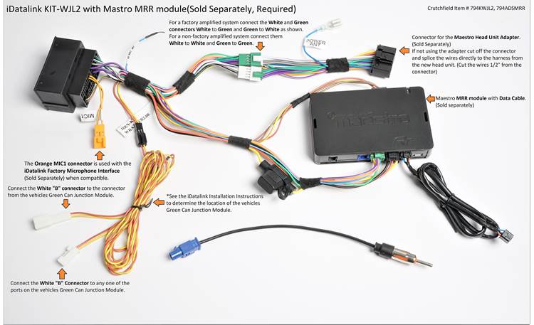 iDatalink KIT-WJL2 Dash and Wiring Kit Install and connect an iDatalink-compatible car stereo in ...