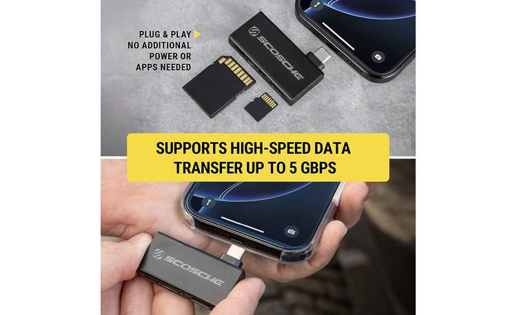 Scosche Strikeline® CR2 USB-C dual-slot adapter for microSD/SDHC/SDXC ...
