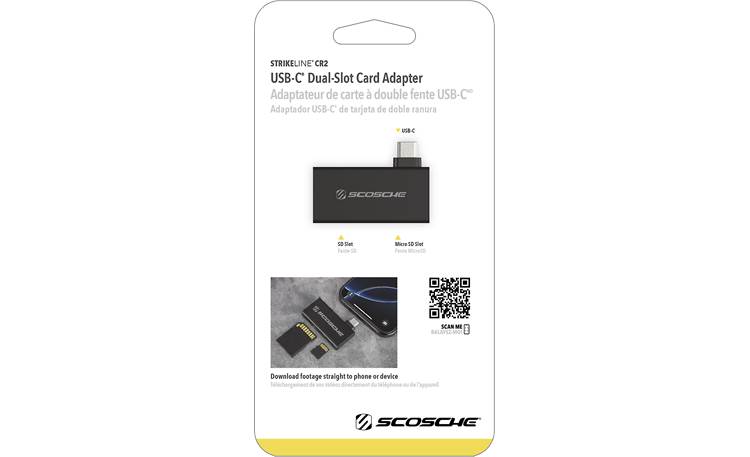 Scosche Strikeline® CR2 USB-C dual-slot adapter for microSD/SDHC/SDXC ...