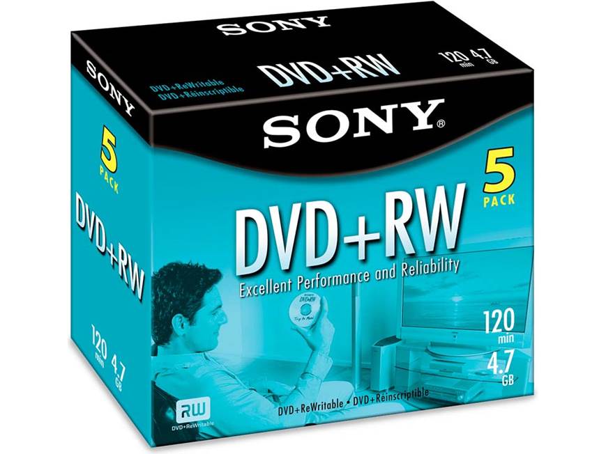 Sony Blank DVD+RW Discs (5-pack) 4.7GB single-sided rewritable DVD+RW ...