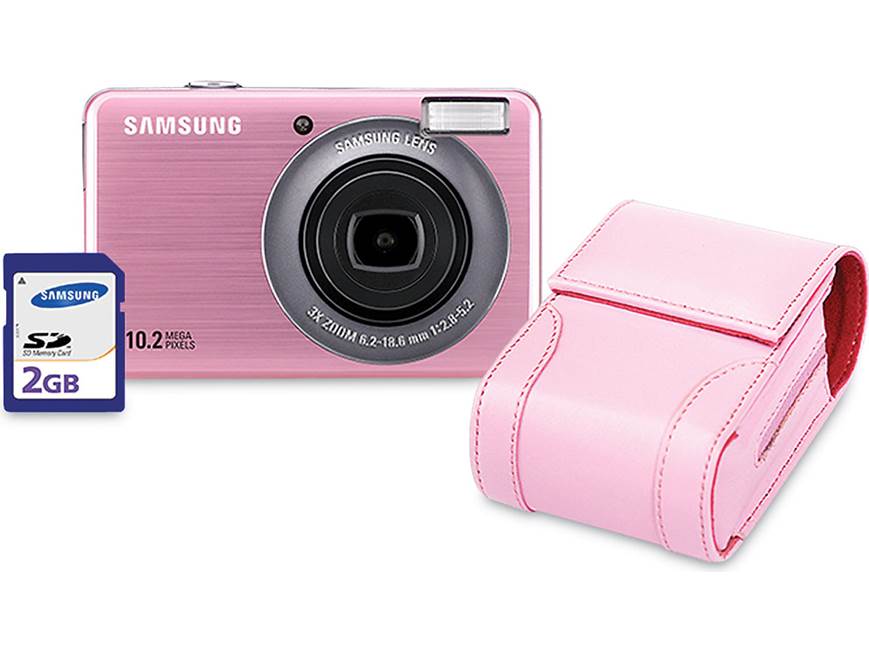 Samsung SL202 Digital Camera Package SL202 in pink with matching ...