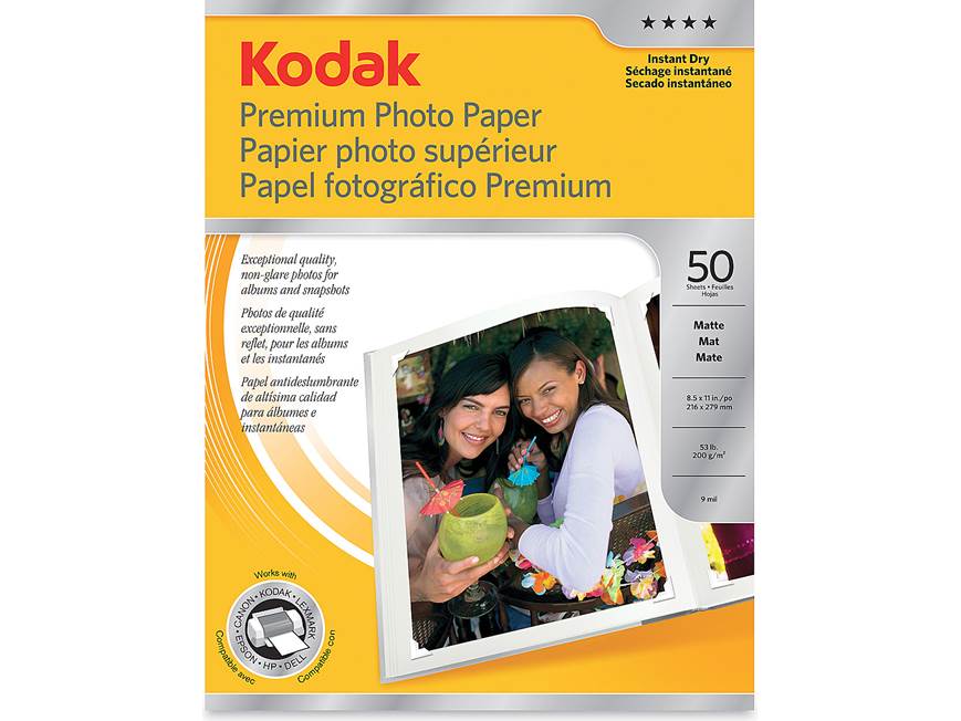 Kodak Premium Photo Paper 50 sheets of 8-1/2" x 11" matte finish paper ...
