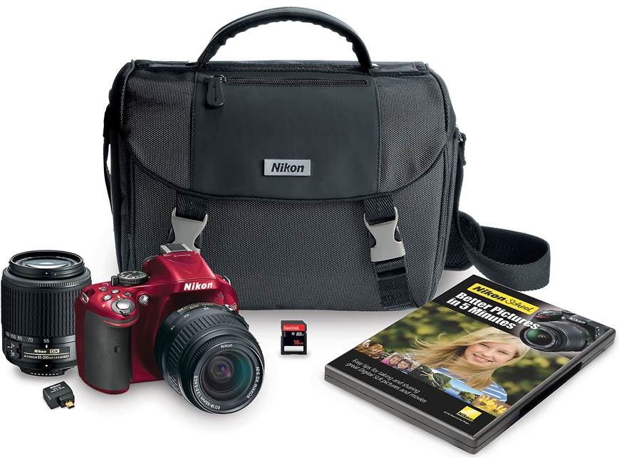 Nikon D5200 Dual-lens Kit (Red) 24.1-megapixel digital SLR camera with ...