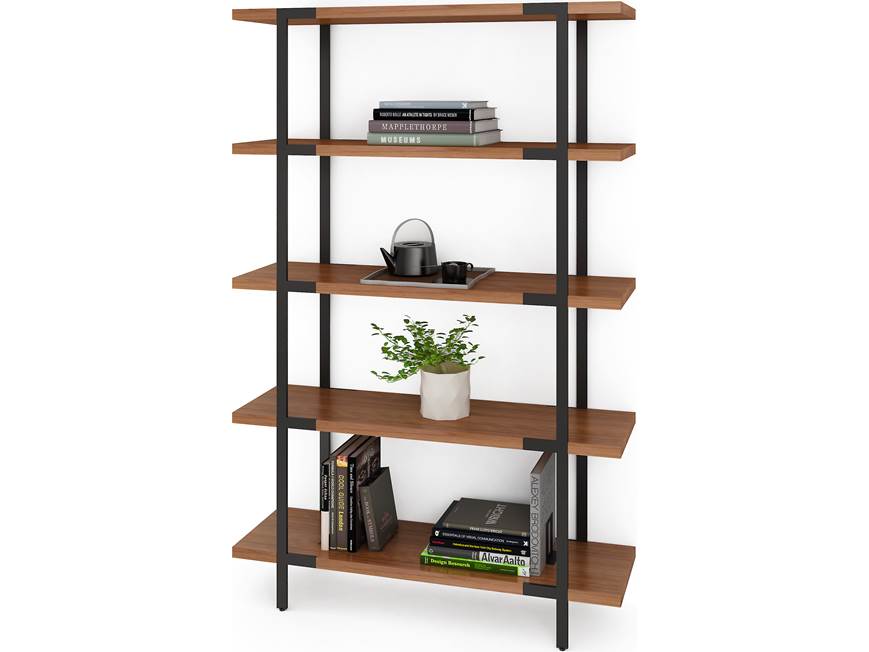 BDI Phase 5130 (Black with natural walnut) Freestanding shelf unit with ...