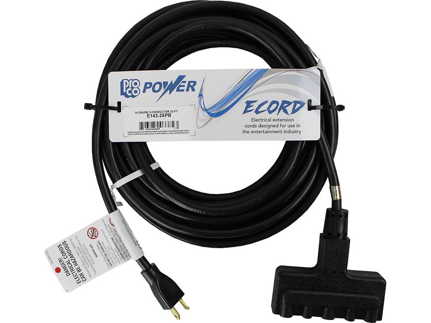 ProCo Power Extension Cable with 3-outlet Power Block 14-gauge, 3 ...