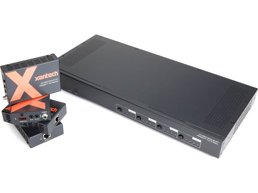 Xantech XT-HDBT-MX44-4K-KIT 4-in/4-out HDMI matrix kit with 4 HDMI-over ...
