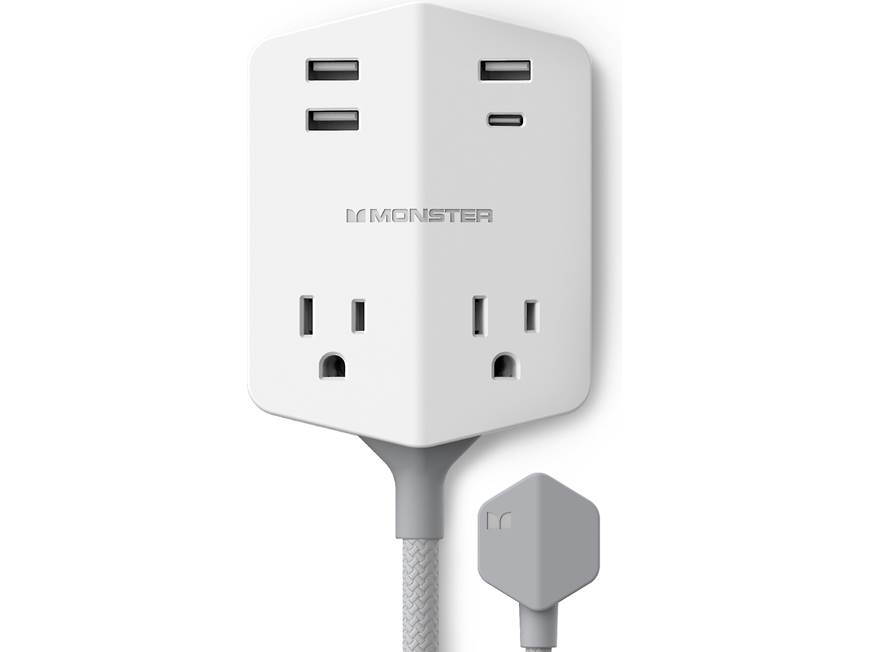 Monster Power Shield (White) Power outlet extender with magnetic wall ...