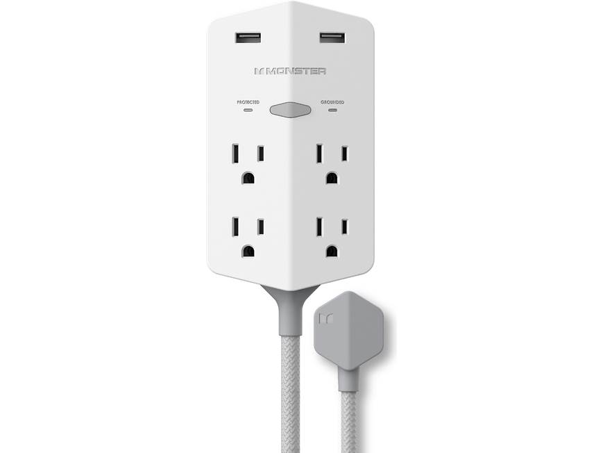 Monster Power Shield XL (White) Power outlet extender/surge suppressor ...