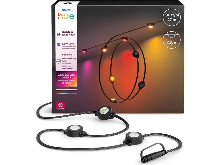 Philips Hue Festavia Permanent Outdoor String Lights (90 feet) (Black ...