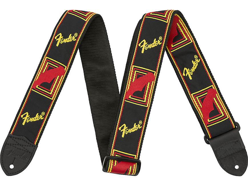 Fender Monogrammed Strap (Black/Yellow/Red) 2" wide strap — length ...
