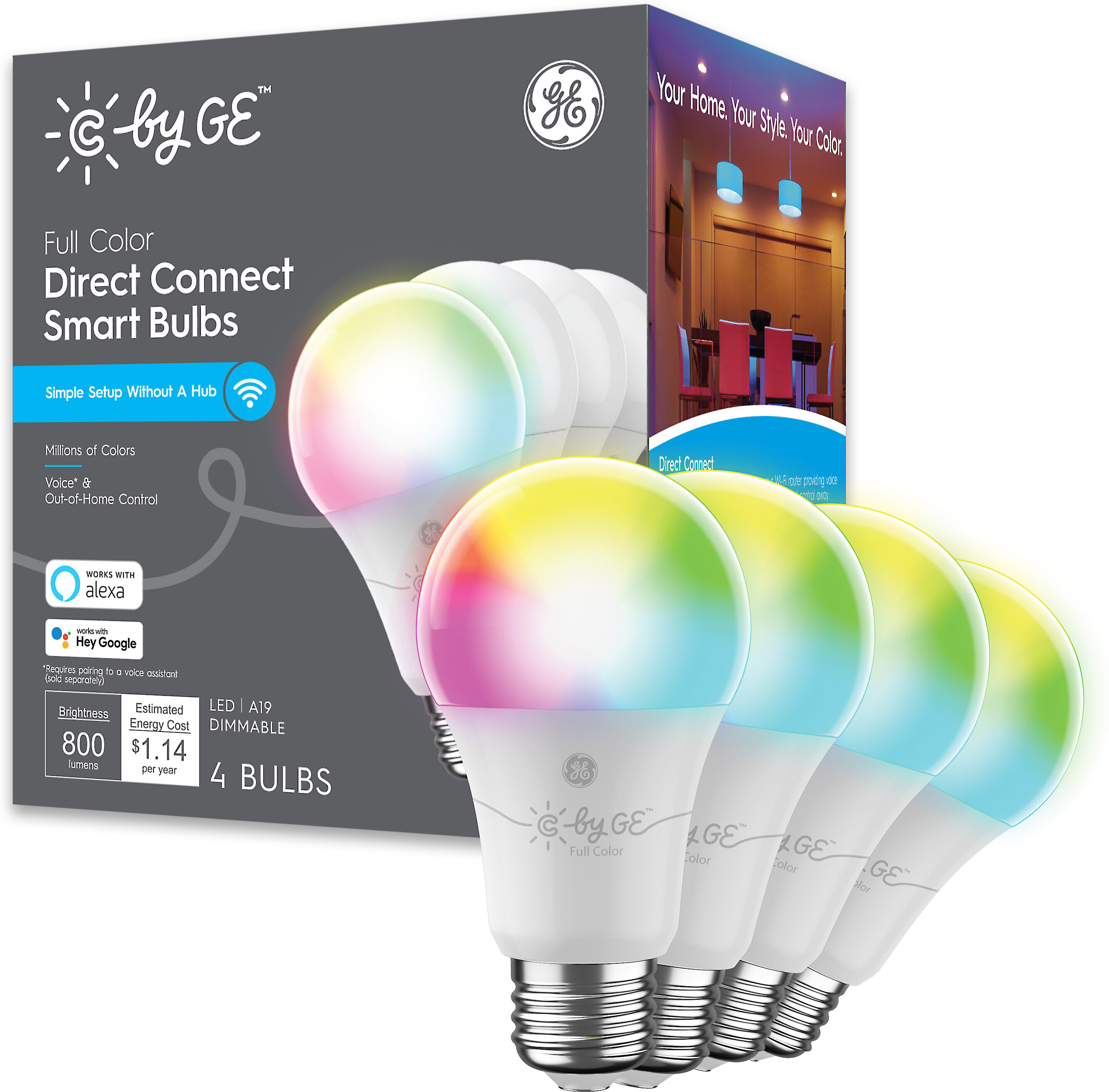 Customer Reviews: C by GE Full-color Dimmable Smart A19 Bulbs (4 pack ...