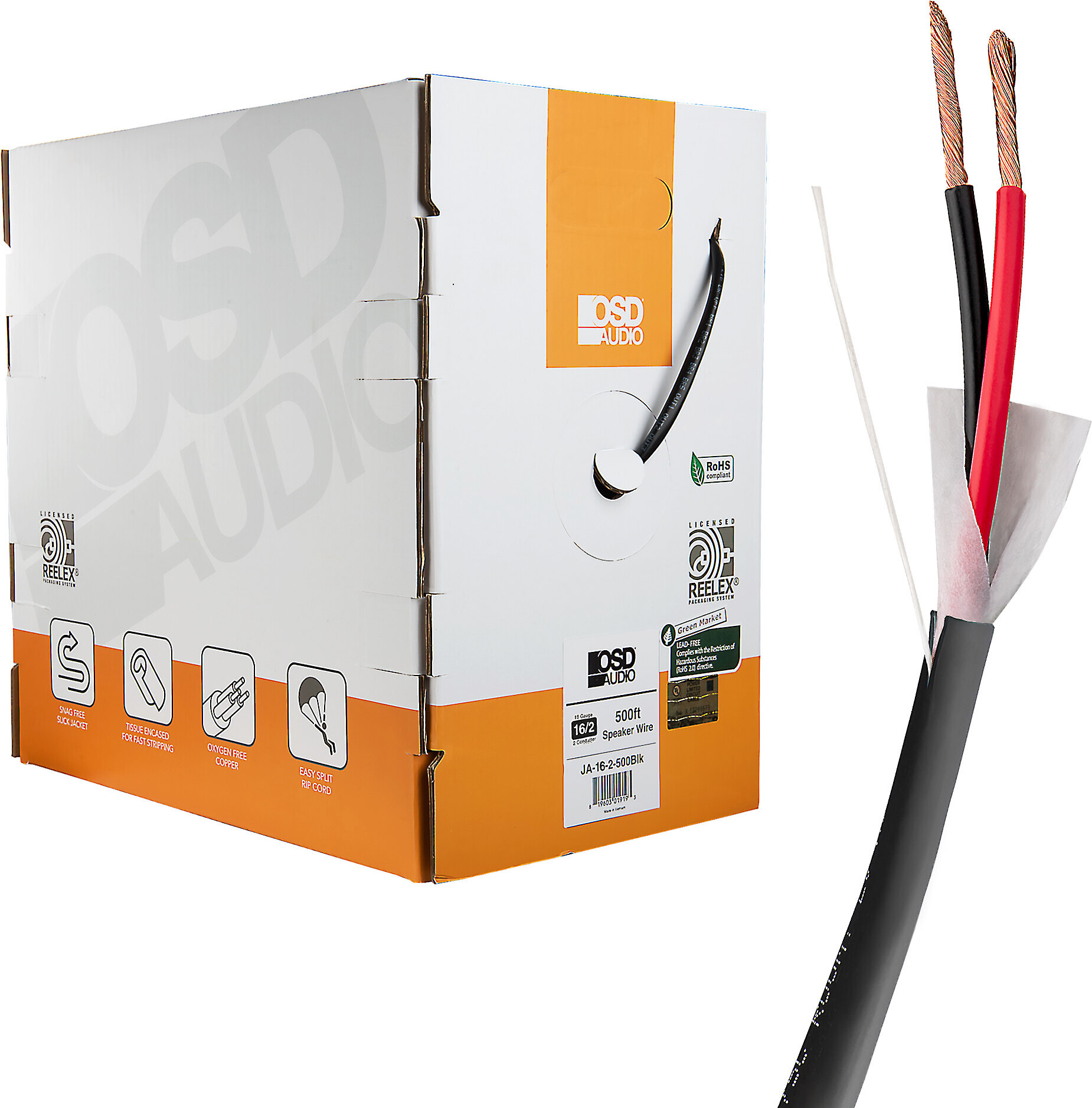 Customer Reviews: OSD 16/2 CL3 Speaker Cable (500 feet, Black) 16-gauge ...