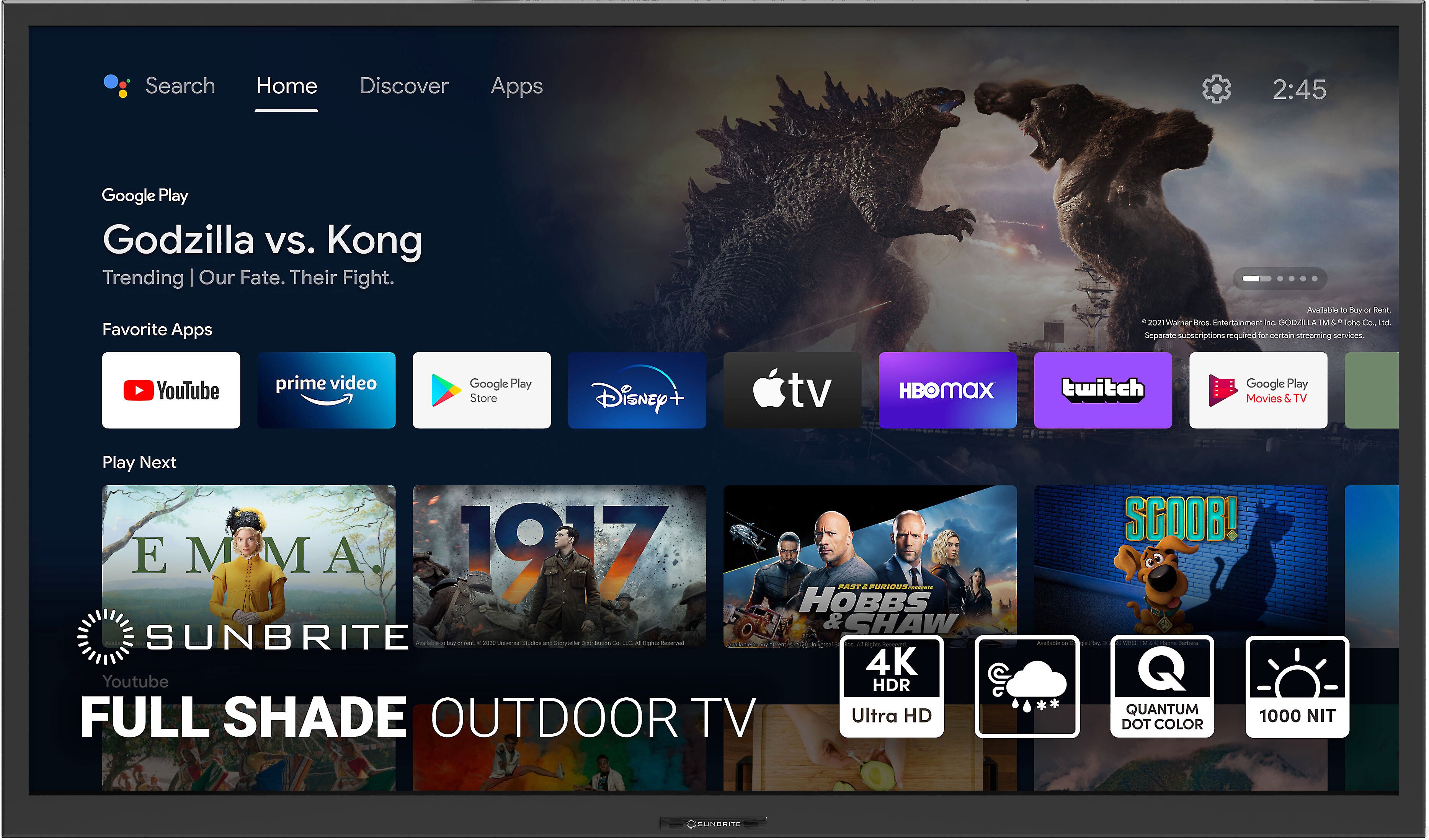 Product Videos: SunBrite™ SB-V3-55-4KHDR-BL 55" Veranda 3 Series Smart 4K outdoor TV at Crutchfield