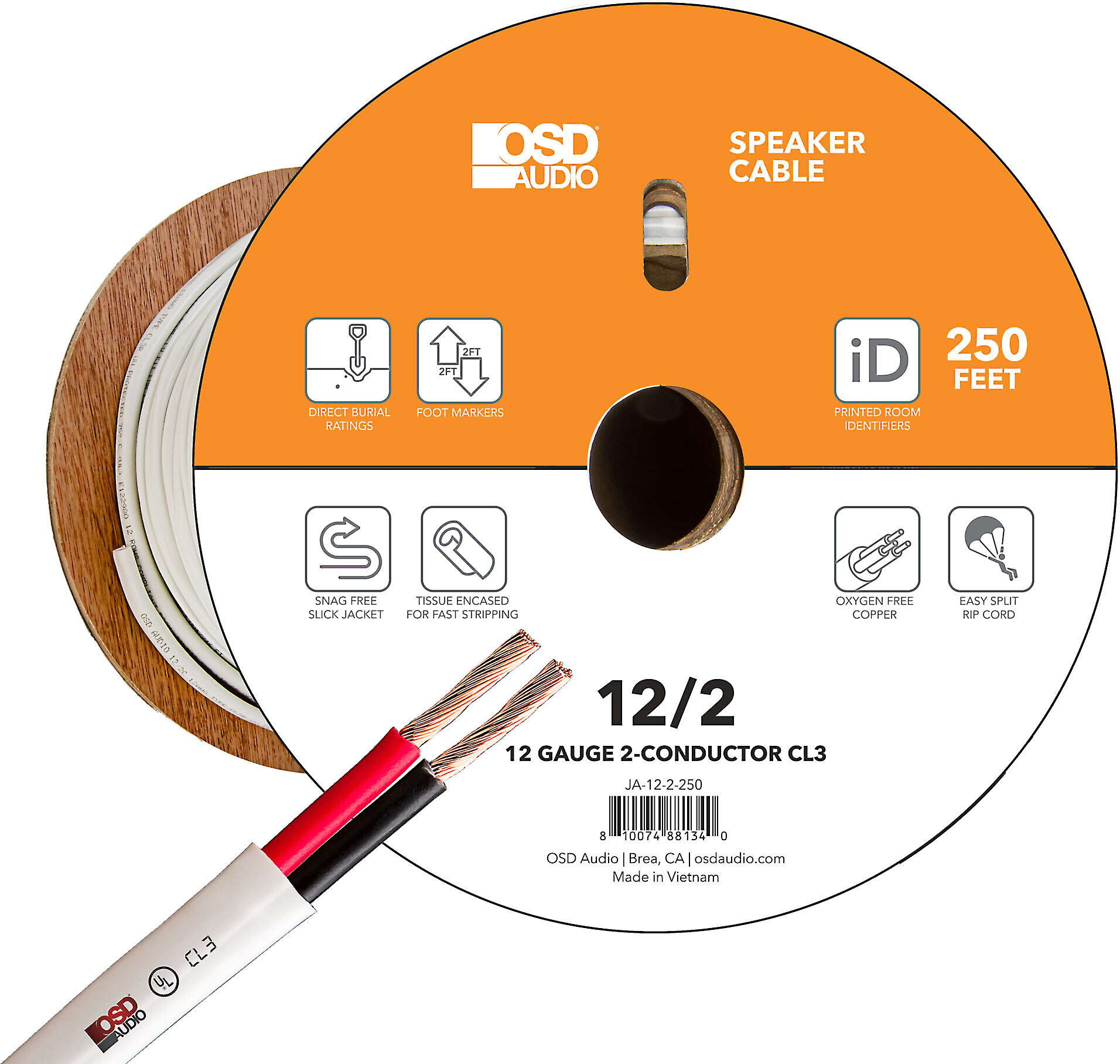 Customer Reviews: OSD 12/2 CL3 Speaker Cable (250 feet, White) 12-gauge ...