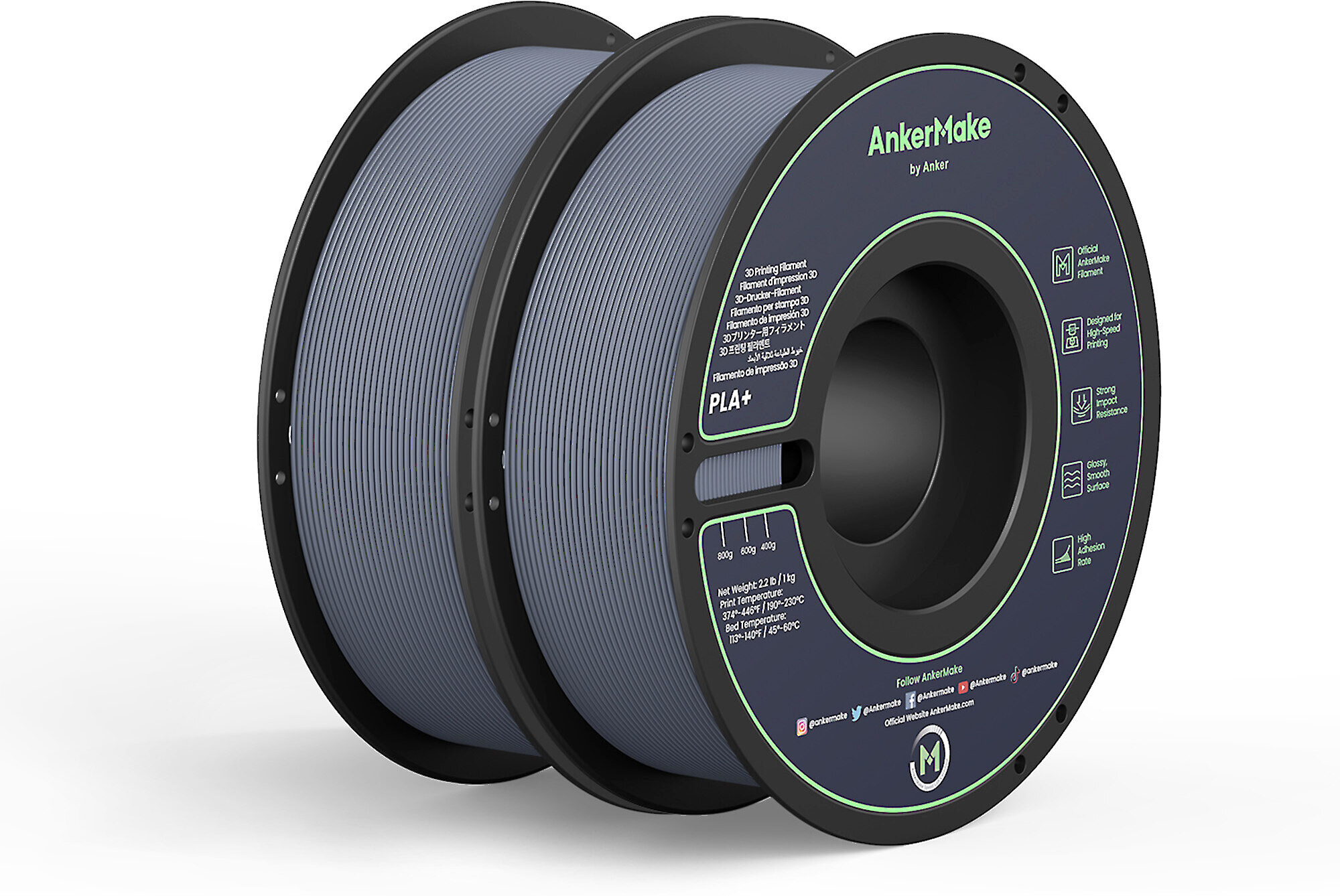 Customer Reviews: AnkerMake V6110 PLA+ Filament (Grey) 2-pack of ...